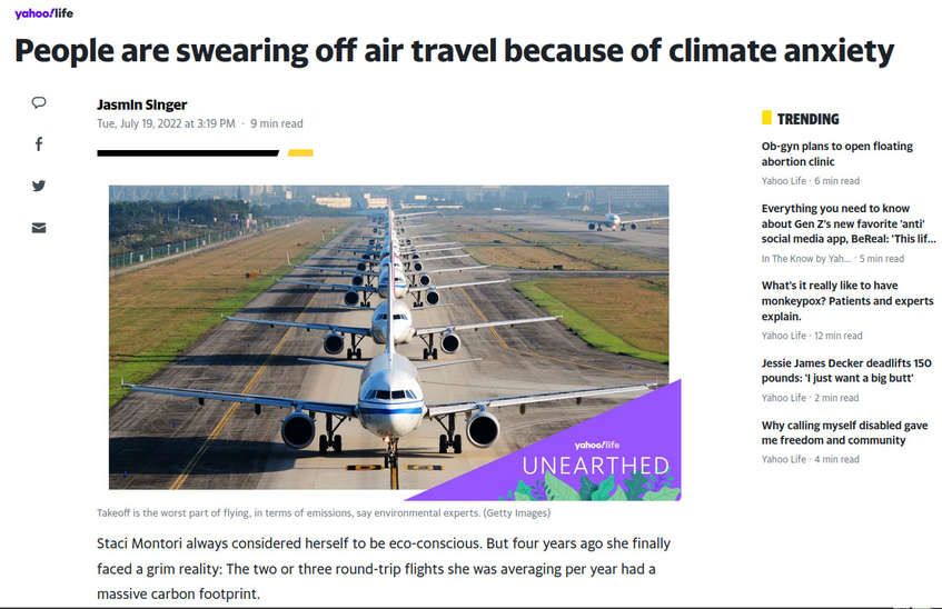 People are swearing off air travel because of climate anxiety » Joshua ...