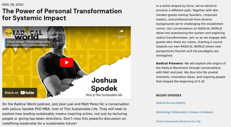See me on the Radical World podcast: “The Power of Personal ...