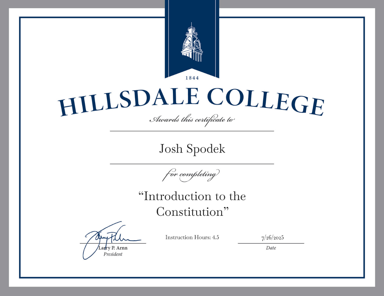 My first Hillsdale College online certificate and why I took the course ...